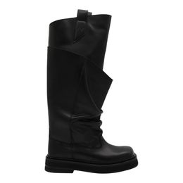 The Attico Stiefel - Tall Black Boots With Asymmetrical Fold - Gr. 35 (EU) - in Schwarz - f&uuml;r Damen