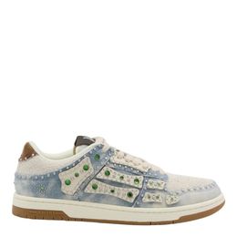Amiri Low-Top Sneaker - Distressed Denim Sneakers With Silver Studs - Gr. 40 (EU) - in Grau - f&uuml;r Damen