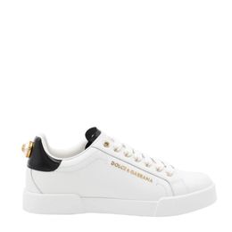 Dolce & Gabbana Dolce&Gabbana Low-Top Sneaker - White Leather Sneakers With Black Heel Tab - Gr. 35 (EU) - in Wei&szlig; - f&uuml;r Damen