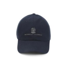 Brunello Cucinelli Caps & M&uuml;tzen - Structured Cotton Baseball Cap With Embroidered Lo - Gr. M - in Schwarz - f&uuml;r Damen