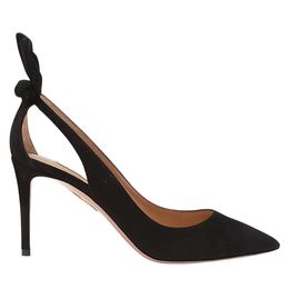 Aquazzura Hohe Schuhe - Pointed-Toe High Heels With Distinctive Bow Detail - Gr. 37,5 (EU) - in Schwarz - f&uuml;r Damen