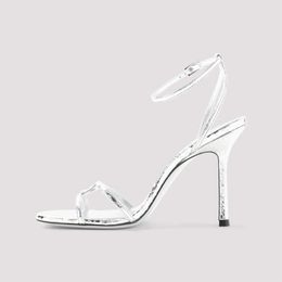 Jimmy Choo Sandalen - Metallic Finish Sandals With Stiletto Heel - Gr. 36 (EU) - in Rot - f&uuml;r Damen