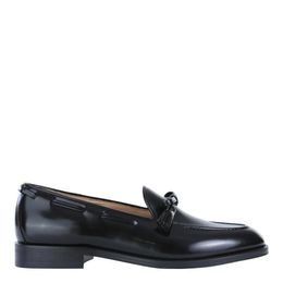 Valentino Garavani Loafer - Polished Black Leather Loafers With Decorative Tas - Gr. 40,5 (EU) - in Schwarz - f&uuml;r Damen