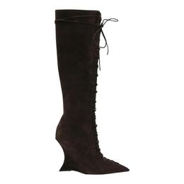 Paris Texas Stiefel - Pointed Toe Boots With Sculptural Curved Heel - Gr. 36 (EU) - in Schwarz - f&uuml;r Damen