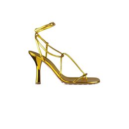 Bottega Veneta Sandalen - Metallic Gold Strappy Sandals With Textured Sole - Gr. 38,5 (EU) - in Braun - f&uuml;r Damen