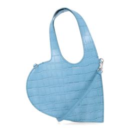 Coperni Hobo Bags - Heart-Shaped Croc-Embossed Leather Shoulder Bag - Gr. unisize - in Blau - f&uuml;r Damen