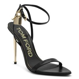 Tom Ford Sandalen - High-Heeled Black Sandal With Metallic Gold Accent - Gr. 36 (EU) - in Schwarz - f&uuml;r Damen