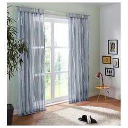 Gardine OTTO HOME "Dimona" Gr. 3, grau (silbergrau), B:140cm H:225cm, Voile, Polyester, Gardinen, Gardine, 2er-Set, Voile, Polyester, Wellen