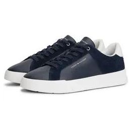 Sneaker Tommy Hilfiger "TH COURT MIX NUBUCK", Herren, Gr. 41, dunkelblau, Nubukleder, Schuhe Sneaker, Freizeitschuh, Halbschuh, Schn&uuml;rer mit zwei Logoschriftz&uuml;gen