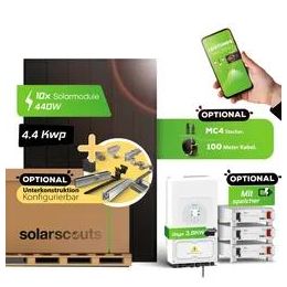 Solarscouts 4400W Komplettset Photovoltaikanlage | Bifacial & Fullblack| 5kWh Speicher | Unterkonstruktion