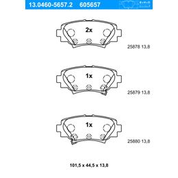 ATE Bremsbelagsatz, Scheibenbremse 13.0460-5657.2 hinten rechts links f&uuml;r MAZDA B4Y0-26-48ZA B4Y0-26-48ZB