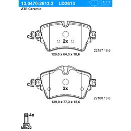 ATE Bremsbelagsatz, Scheibenbremse Ceramic 13.0470-2613.2 vorne rechts links f&uuml;r MINI BMW 34106874034 34116860017 34106863293