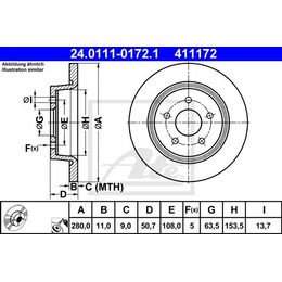 ATE Bremsensatz, Scheibenbremse Bremsensatz-Vorn und Hinten sg00000dr5 Vorderachse voll 280mm 11mm f&uuml;r Ford Opel Vaughall Volvo SAAB GM MA