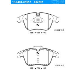 ATE Bremsbelagsatz, Scheibenbremse 13.0460-7292.2 vorne rechts links f&uuml;r JAGUAR C2C27290 C2C39929 C2C35612
