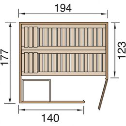 Weka Sauna Ecksauna VARBERG Fichte, Holzt&uuml;r, 194x177 cm