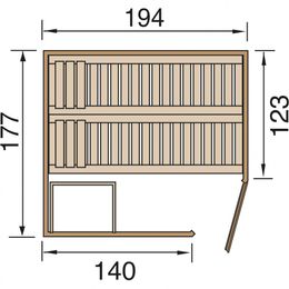Weka Sauna Ecksauna VARBERG Fichte, Glast&uuml;r, 194x177 cm