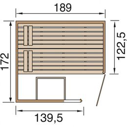 Weka Sauna Ecksauna VALIDA Massivholz, Glast&uuml;r & Fensterelement, 189x172 cm