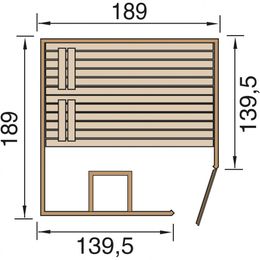 Weka Sauna Ecksauna VALIDA Massivholz, Glast&uuml;r, 189x189 cm