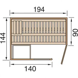 Weka Sauna Ecksauna VARBERG Fichte, Glast&uuml;r & Fensterelement, 194x144 cm