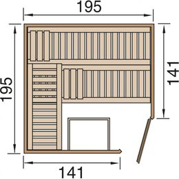 Weka Sauna Holzsauna TURKU Premium, Holzt&uuml;r, 195x195 cm,ohne Ofen
