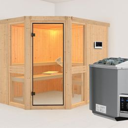 Karibu Sauna Amelia 3, 9 kW ext. Steuerung Easy Bio, ohne Dachkranz