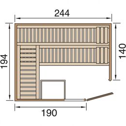 Weka Sauna Ecksauna VARBERG naturbelassene Fichte inklusive Ofen, Glast&uuml;r & Fensterelement, 244x194 cm,ohne Ofen