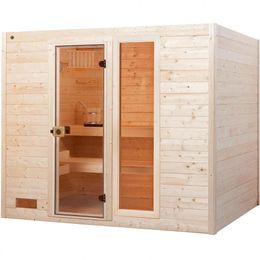 Weka Massivholz Sauna VALIDA Sparset, mit 9,0 kW Klassikofen, 189x189 cm,Glast&uuml;r & Fensterelement