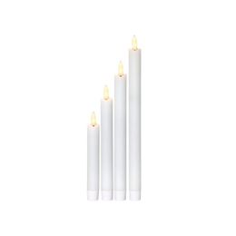 MARELIDA LED Stabkerzen Flamme Echtwachs 4er Set in wei&szlig; | Gr.: onesize