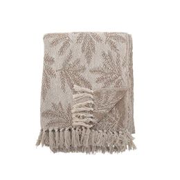 Bloomingville Decke GABRIELA Braun Beige mit Tannenzweigen 160x130 cm | Gr.: onesize