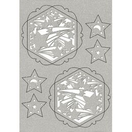 Buntpapierfabrik Ludwig B&auml;hr Silhouettenstern Falling Stars 220g/qm silber | Gr.: onesize
