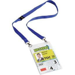 Durable Event-Namensschild A6 transparent / dunkelblaues Band Packung mit 10 ... | Gr.: onesize
