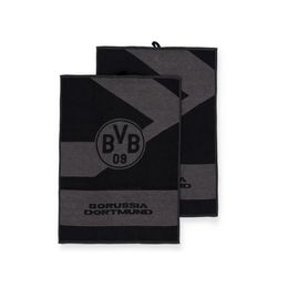 BVB Geschirrt&uuml;cher Borussia Dortmund 2er Set in schwarz/grau | Gr.: onesize