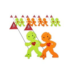 StreetBuddy Warnfigur f&uuml;r Kindersicherheit in Gr&uuml;n und Orange, 10-er Pack | Gr.: onesize