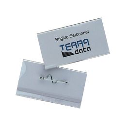 Durable Namensschild 40x75mm quer mit Wellennadel Packung mit 100 St&uuml;ck | Gr.: onesize
