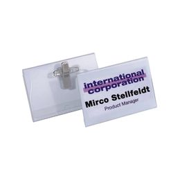 Durable Namensschild 54x90mm quer mit Kombiklemme Packung mit 50 St&uuml;ck | Gr.: onesize