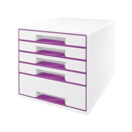 Leitz Schubladenbox Wow Cube 5 Schubladen PS perlwei&szlig;/violett | Gr.: onesize