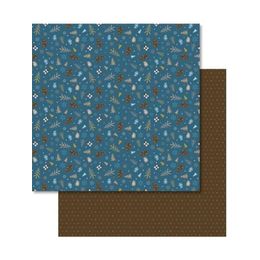 Buntpapierfabrik Ludwig B&auml;hr Scrapbook Paper Winterzauber petrol/braun 12x12 Zoll Packung mit 25 ... | Gr.: onesize