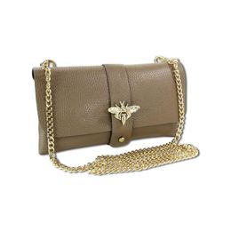 Toscanto Schultertasche, Clutch Leder taupe, beige ca. 23cm | Gr.: onesize