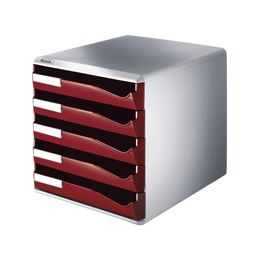 Leitz B&uuml;robox BxHxT 291x292x352mm 5 Schubladen bordeaux/lichtgrau | Gr.: onesize