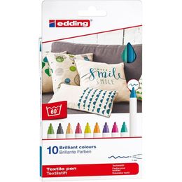 Textilpen Edding 4600 Rundspitze 1mm Packung mit 10 Farben | Gr.: onesize