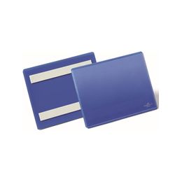 Durable Etikettentaschen selbstklebend A6 quer blau Packung mit 50 St&uuml;ck | Gr.: onesize