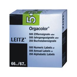 Leitz Orgacolor Ziffernsignal 5 selbstklebend Packung mit 500 St&uuml;ck gr&uuml;n | Gr.: onesize