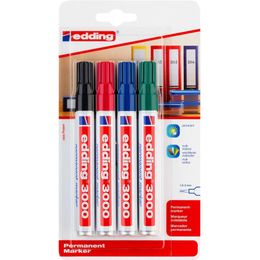 Permanentmarker Edding 3000 nachf&uuml;llbar 1,5-3mm schwarz, rot, blau, g... | Gr.: onesize