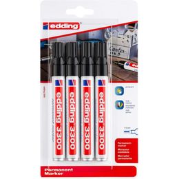 Permanentmarker Edding 3300 nachf&uuml;llbar 1-5mm schwarz 4 St&uuml;ck | Gr.: onesize
