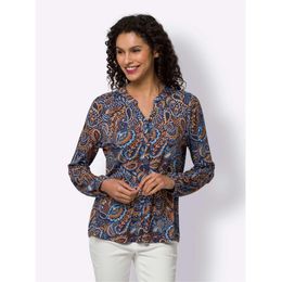 Heine Jersey-Bluse in cognac-aqua-bedruckt | Gr.: 48