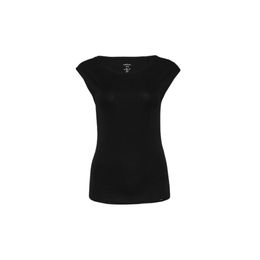 Marc Cain Basic-Shirt mit weitem Ausschnitt in Schwarz | Gr.: 38