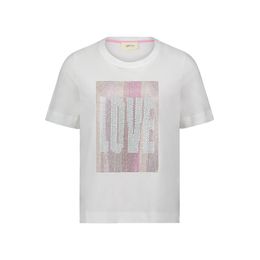 Cartoon Kurzarm-Shirt mit Rundhalsausschnitt in Patch Cream/Ros&eacute; | Gr.: 36