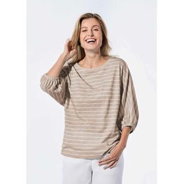 GOLDNER Shirt aus Effektgarn in sand / wei&szlig; / geringelt | Gr.: 44