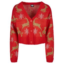 Urban Classics Damen Ladies Short Oversized Christmas Cardigan in red/gold | Gr.: XS