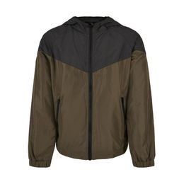 Urban Classics Herren Boys 2-Tone Tech Windrunner in black/darkolive | Gr.: 110/116